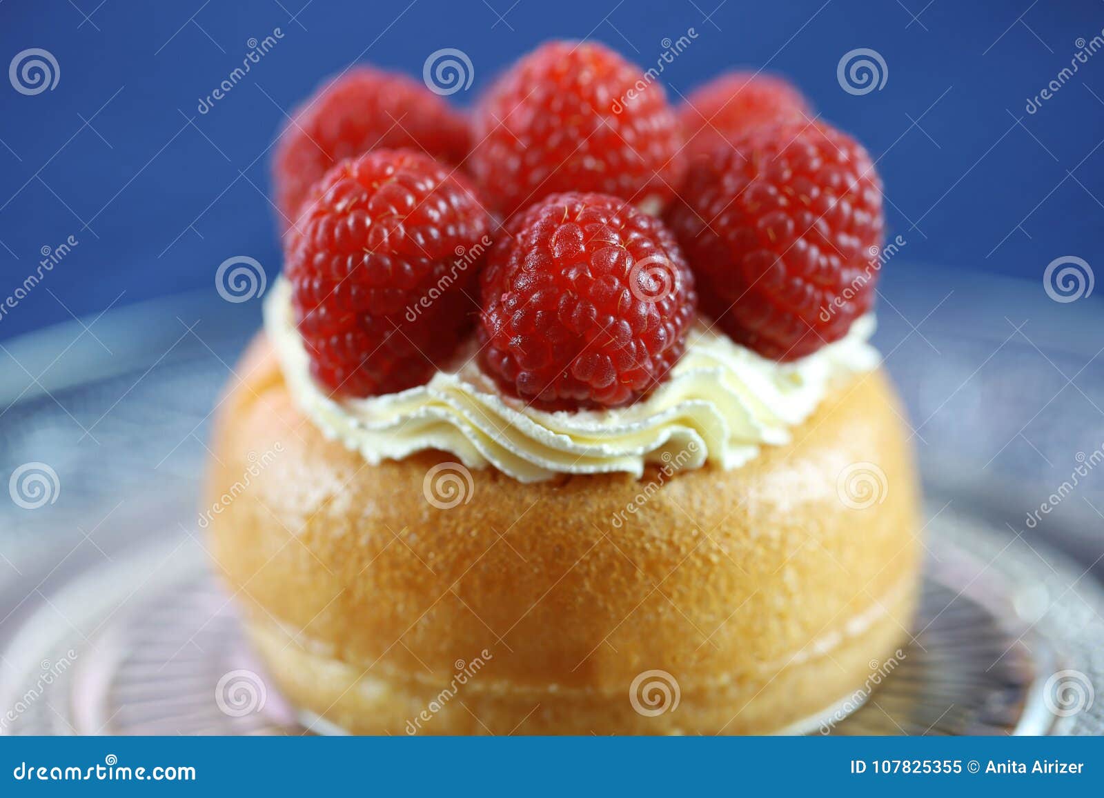 Baba Rum raspberry Dessert stock image. Image of topped - 107825355