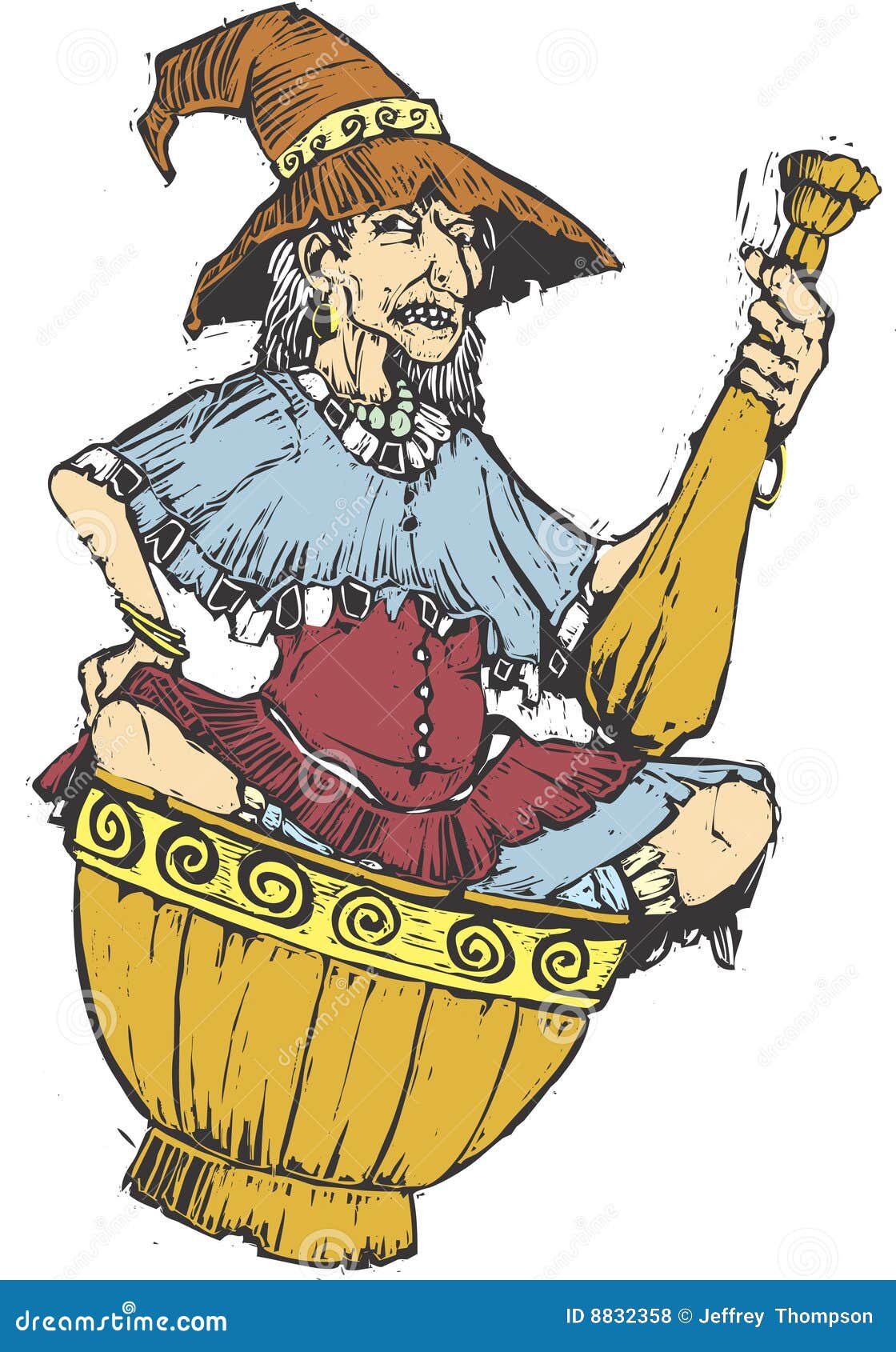 Baba Yaga stock vector. Illustration of yaga, mortar, folktale - 8832358