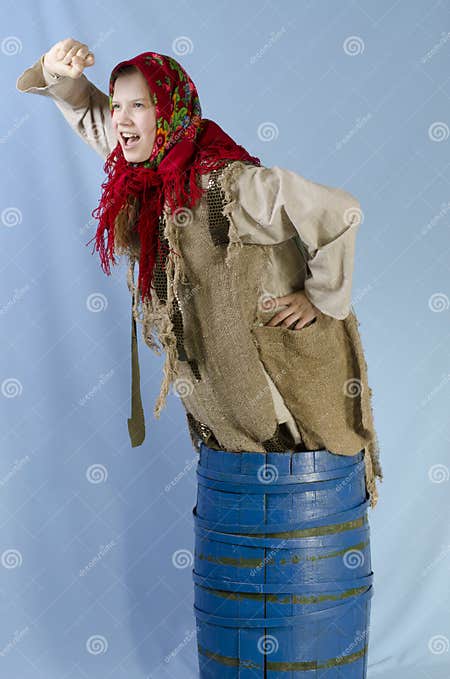 Baba Yaga in a mortar stock photo. Image of theater, teenager - 29012374