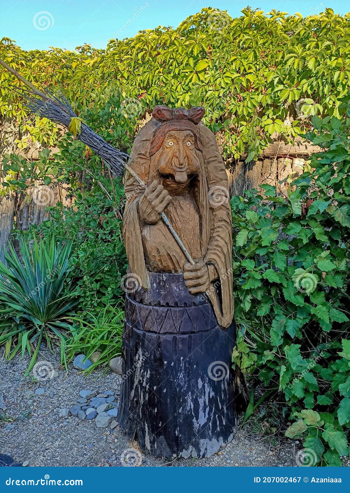 Baba Yaga in a Mortar with a Broom Stock Image - Image of plant, yaga ...