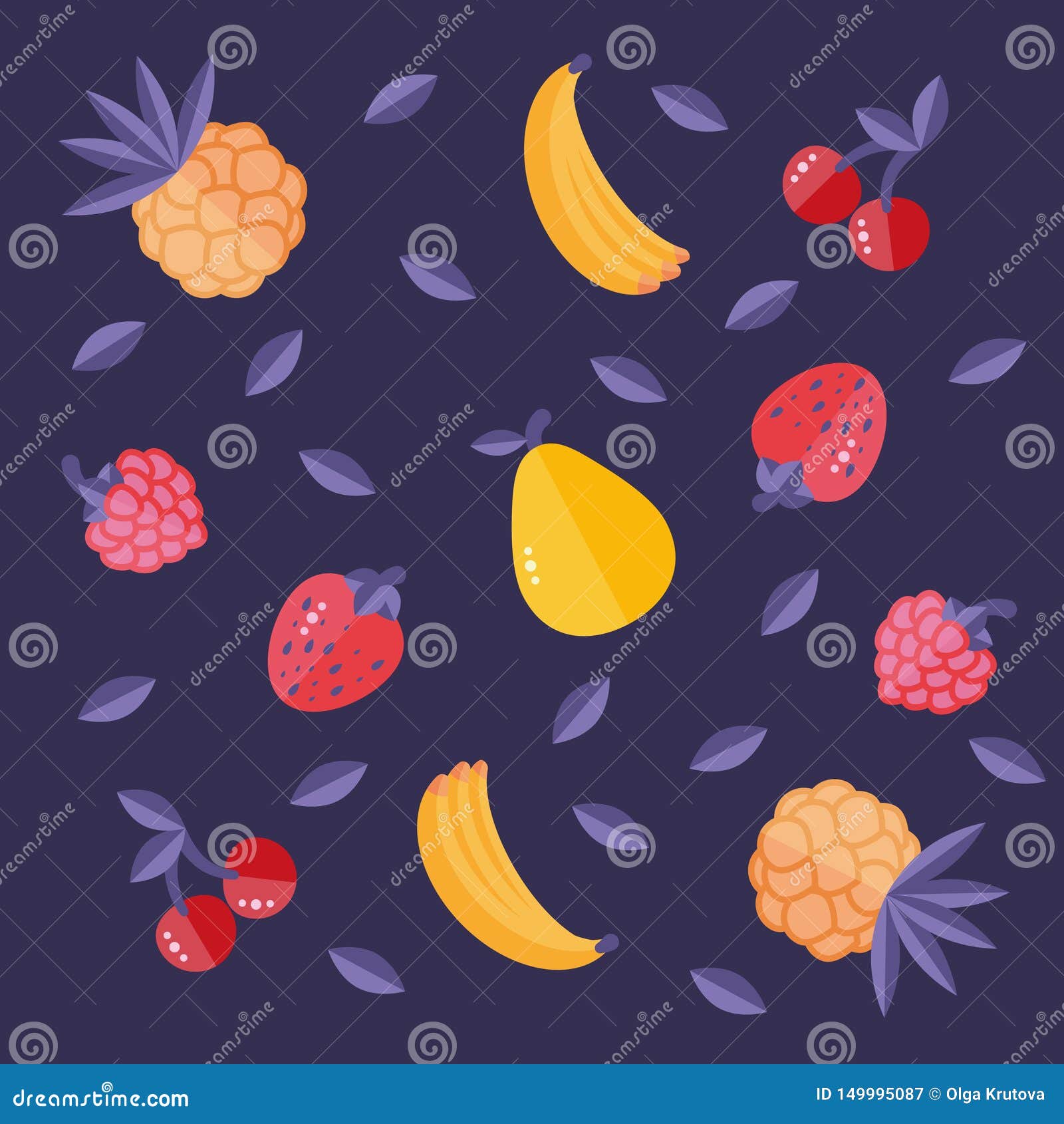 Vector Baban Strawberry Raspberry Cherry Pear Pineapple Stock Vector ...