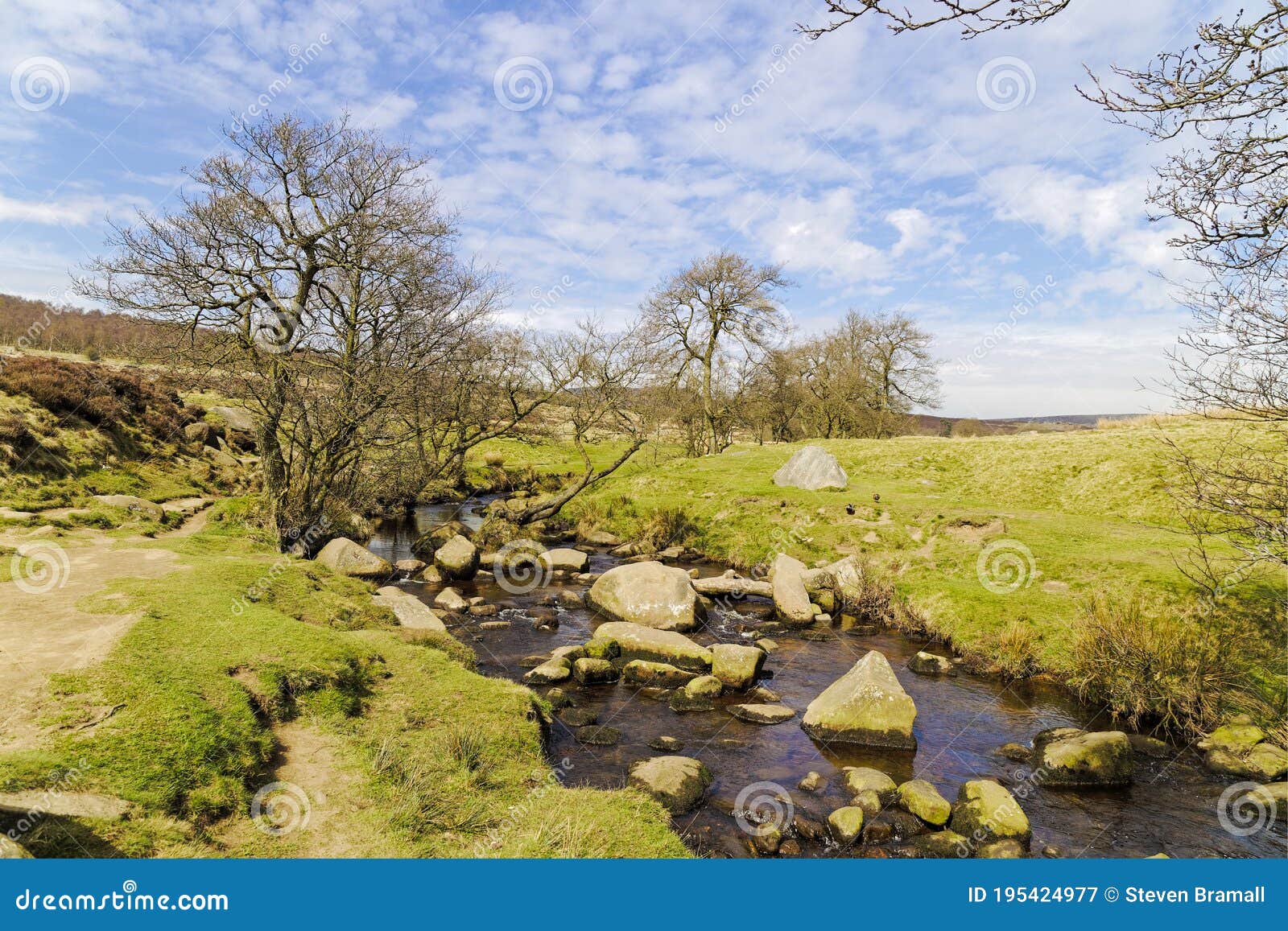 A Shallow Rock Strewn Stream in Padley Gorge, Derbyshire Stock Image ...