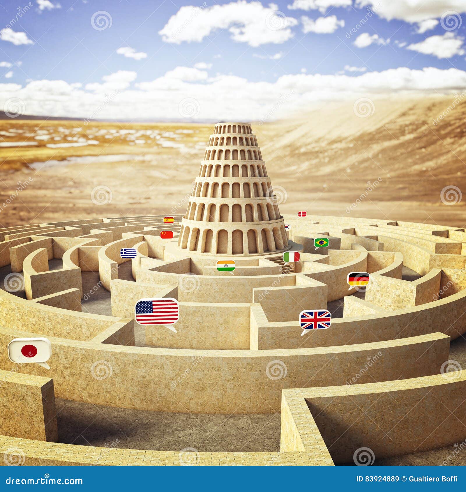 Babel tower concept stock illustration. Illustration of building - 83924889
