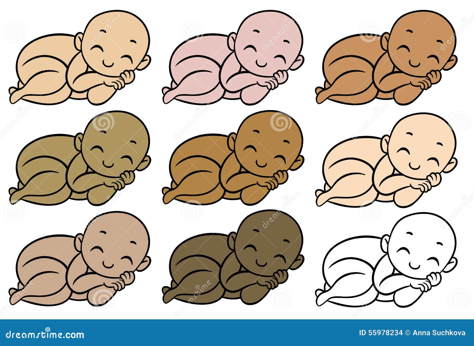 Babies of different races stock vector. Illustration of kids - 55978234