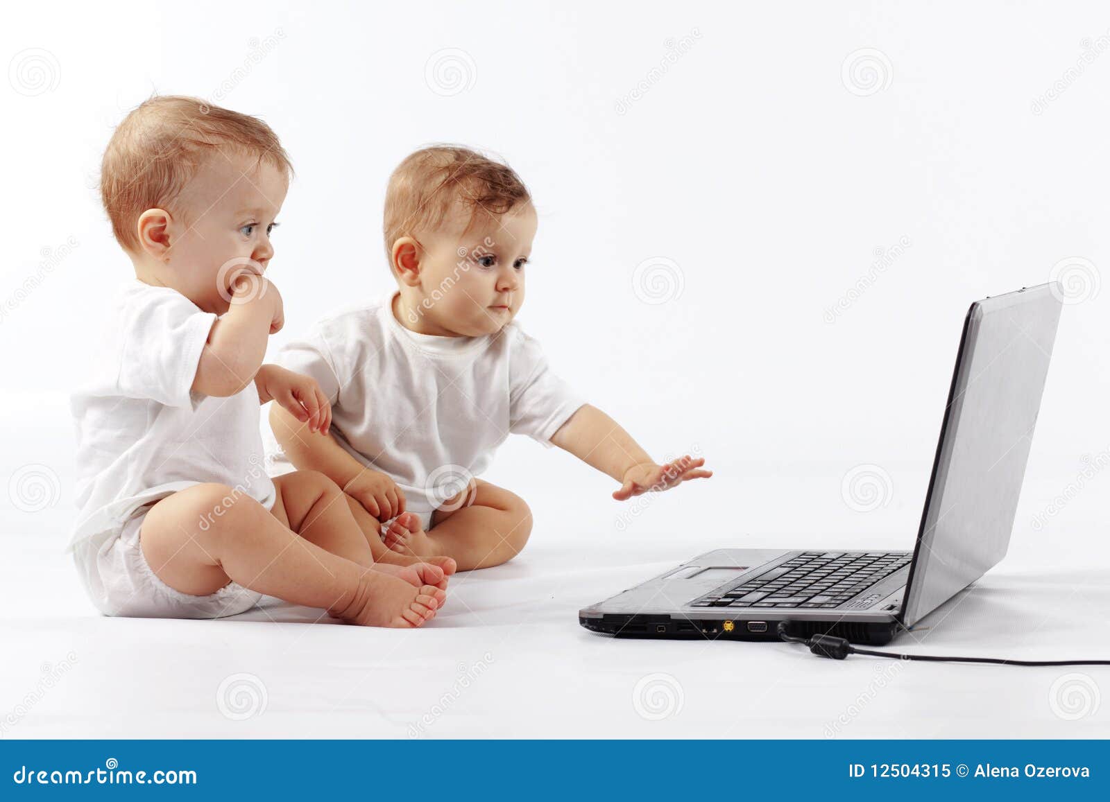 Babies with laptop stock image. Image of healthy, computer - 12504315