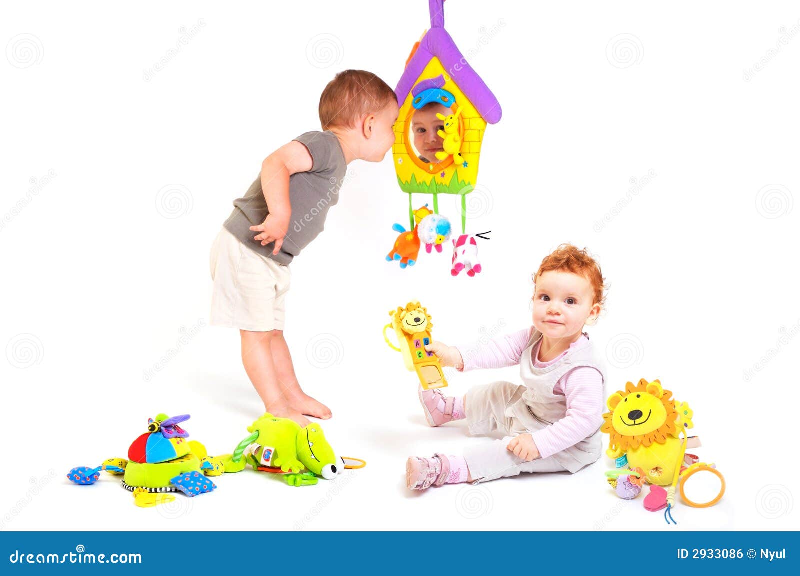 Babies play with toys stock photo. Image of background - 2933086