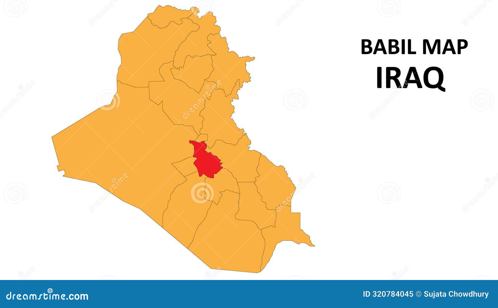 Babil Map is Highlighted on the Iraq Map with Detailed State and Region ...