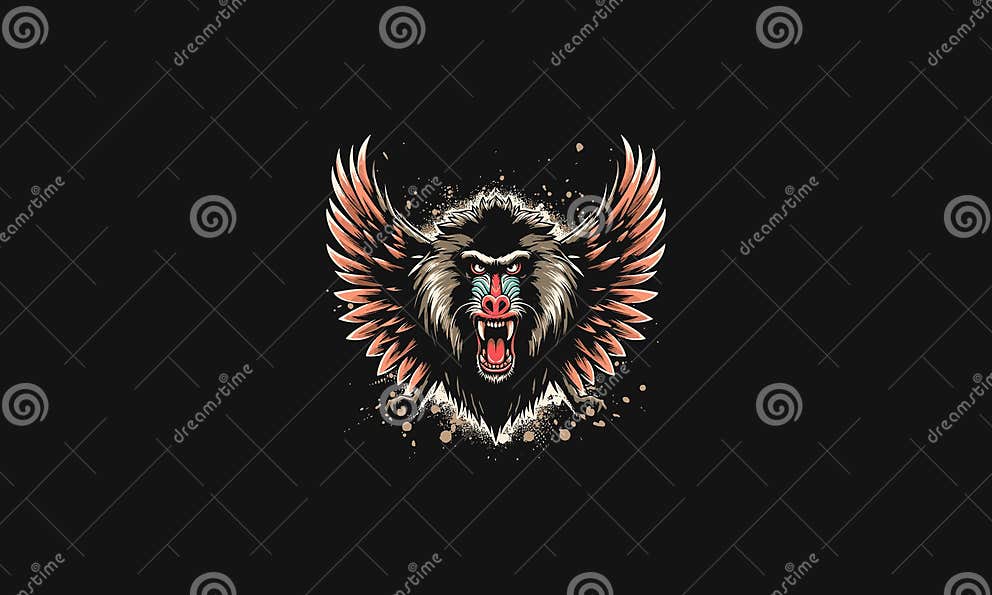 Baboon Angry with Wings Vector Artwork Design Stock Illustration ...
