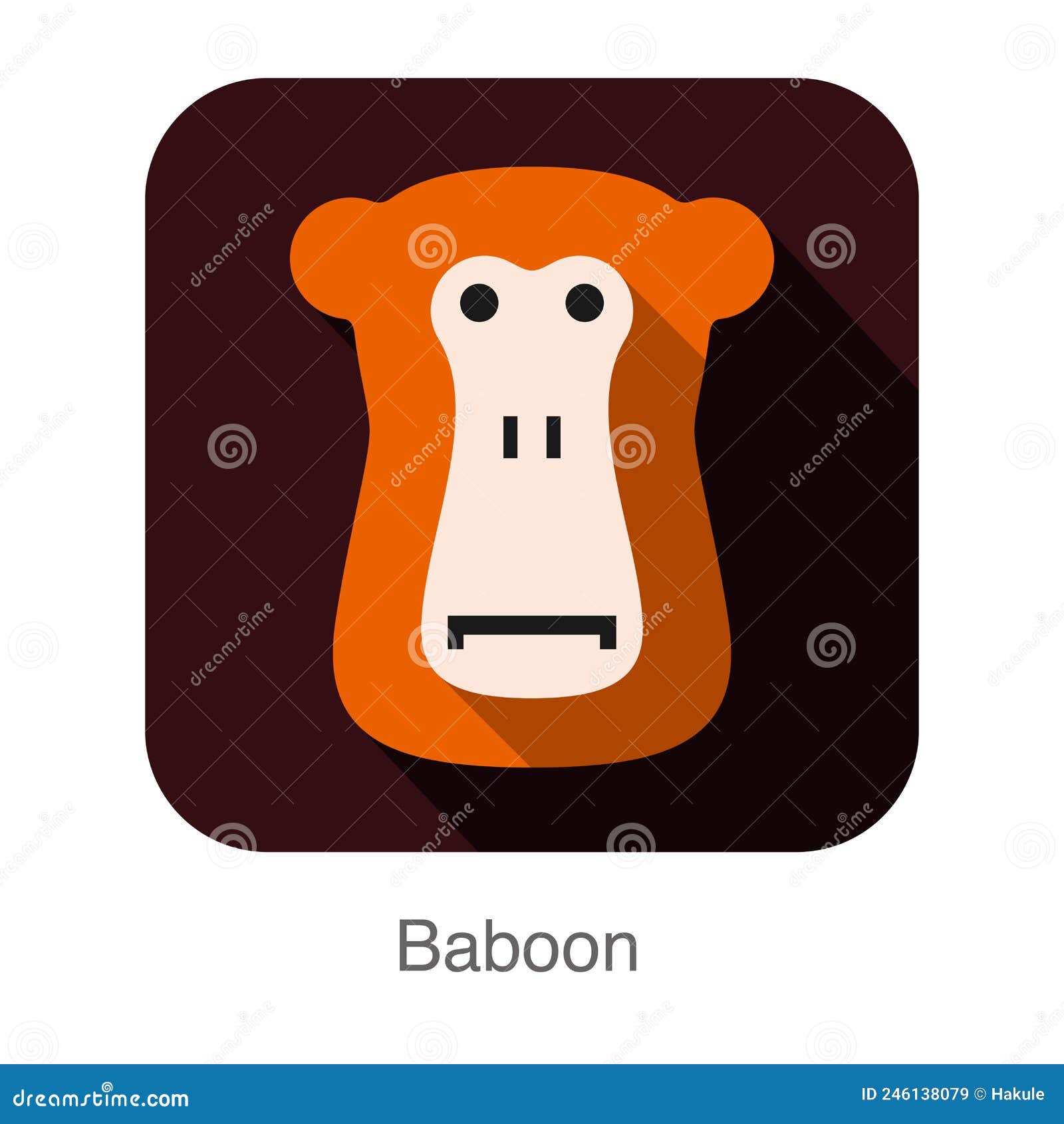 Baboon animal face icon stock vector. Illustration of animal - 246138079
