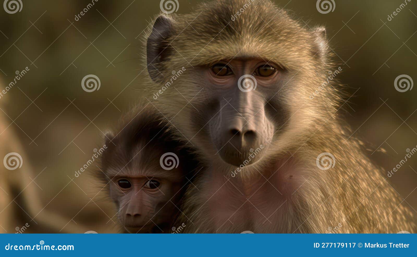 A Baboon Carrying Its Young on Its Back Created with Generative AI ...