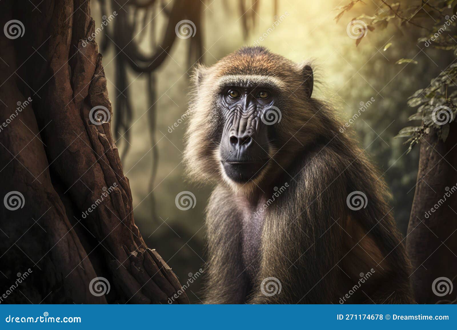Baboon Close-up. Generative AI Stock Illustration - Illustration of ...
