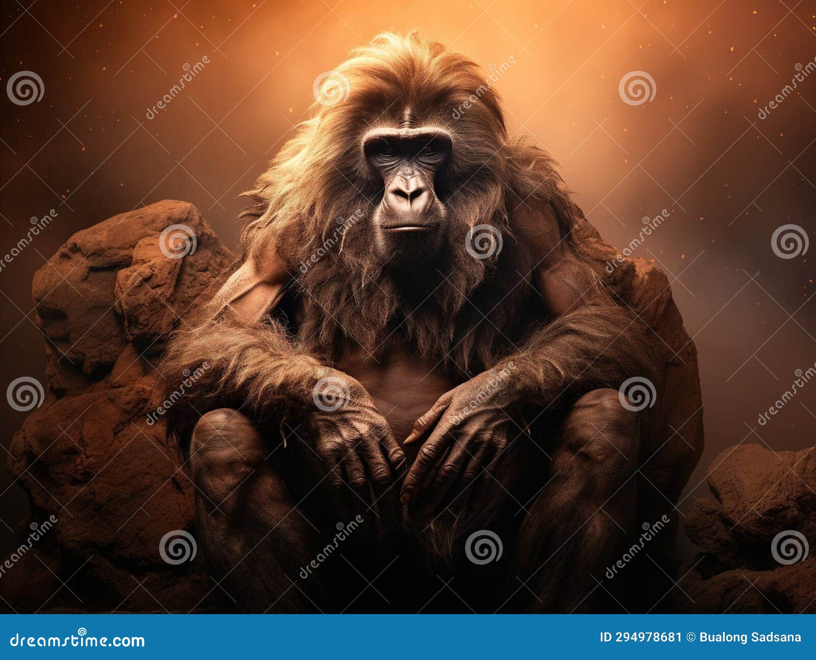 Baboon holding her stock illustration. Illustration of tools - 294978681