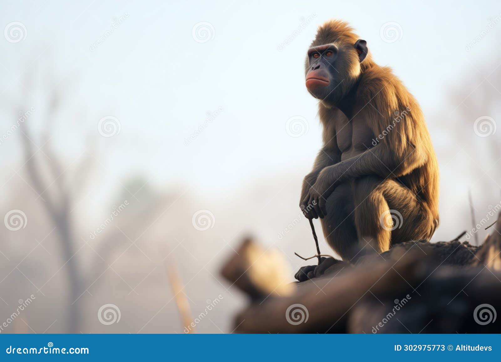Baboon Sentry Scanning For Danger Stock Image | CartoonDealer.com ...