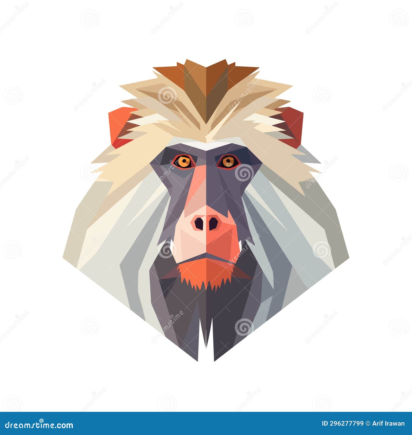 Olive Baboon Animal Standing On A White Background Vector Illustration ...