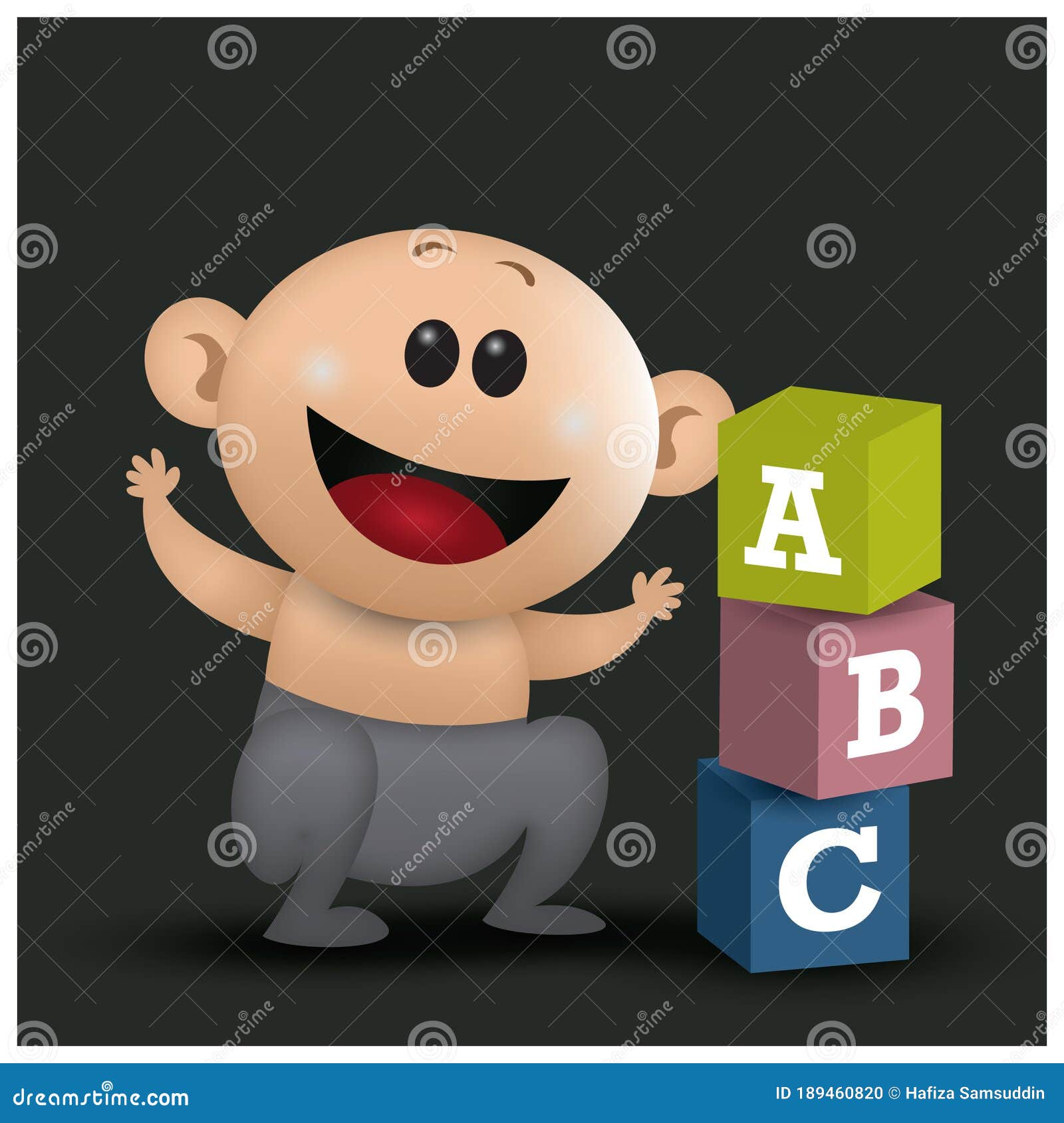 Baby with Abc Blocks. Vector Illustration Decorative Design Stock ...