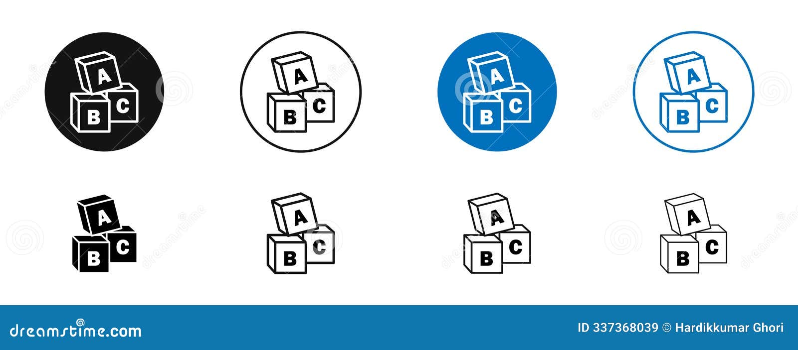 Baby ABC Cubes Thin Line Vector Icon Set Stock Vector - Illustration of ...