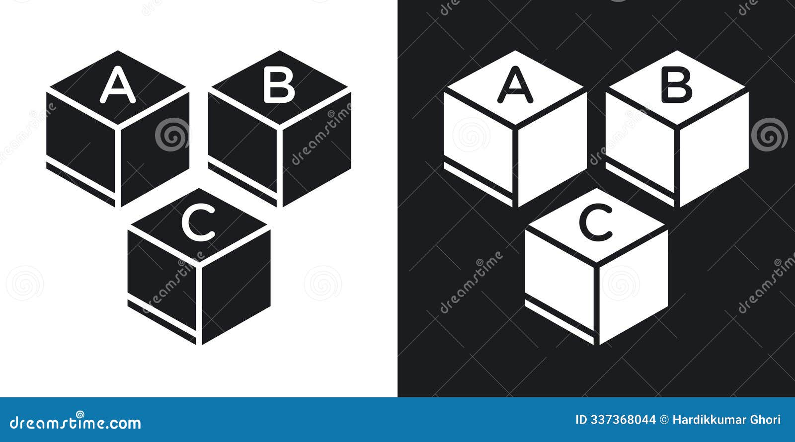 Baby ABC Cubes Thin Line Vector Icon Set Stock Vector - Illustration of ...