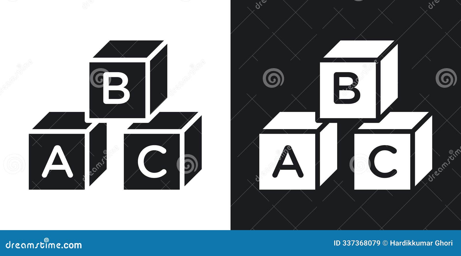 Baby ABC Cubes Thin Line Vector Icon Set Stock Vector - Illustration of ...