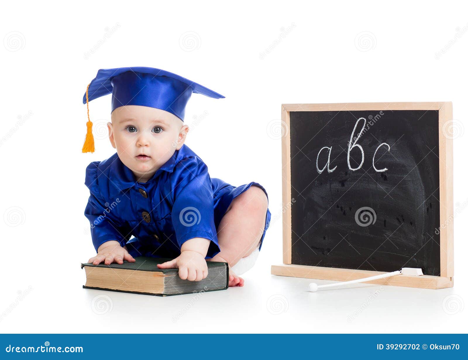 Baby in Academician Clothes with Book Stock Photo - Image of care ...