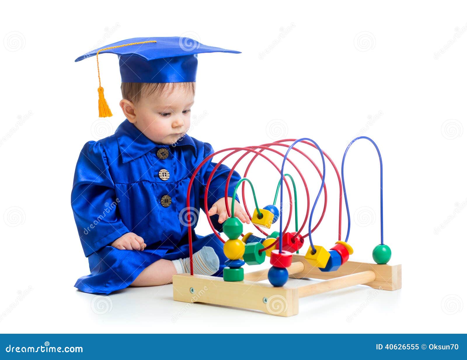 Baby in Academician Clothes with Educational Toy Stock Image - Image of ...