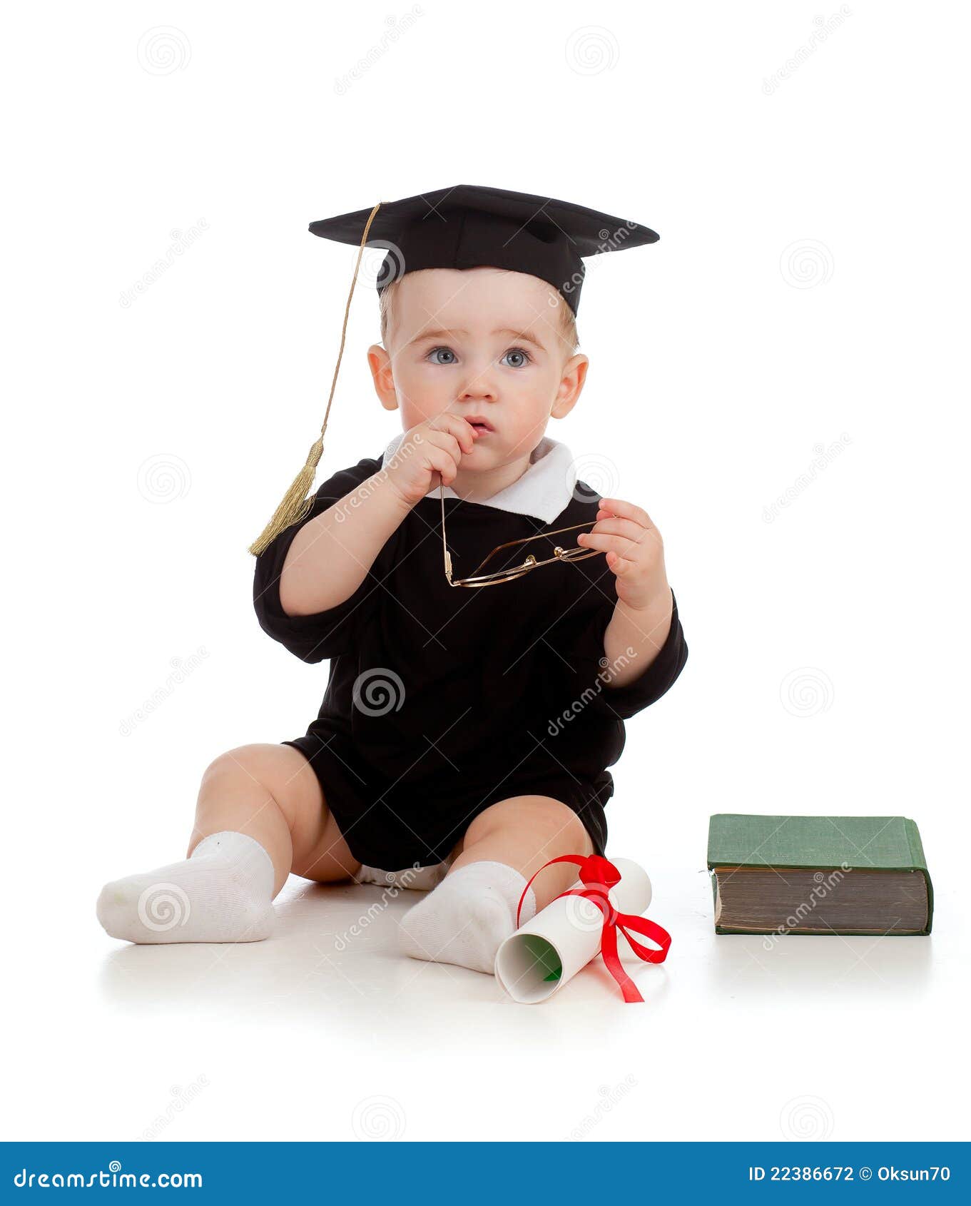 Baby in Academician Clothes with Roll and Book Stock Photo - Image of ...