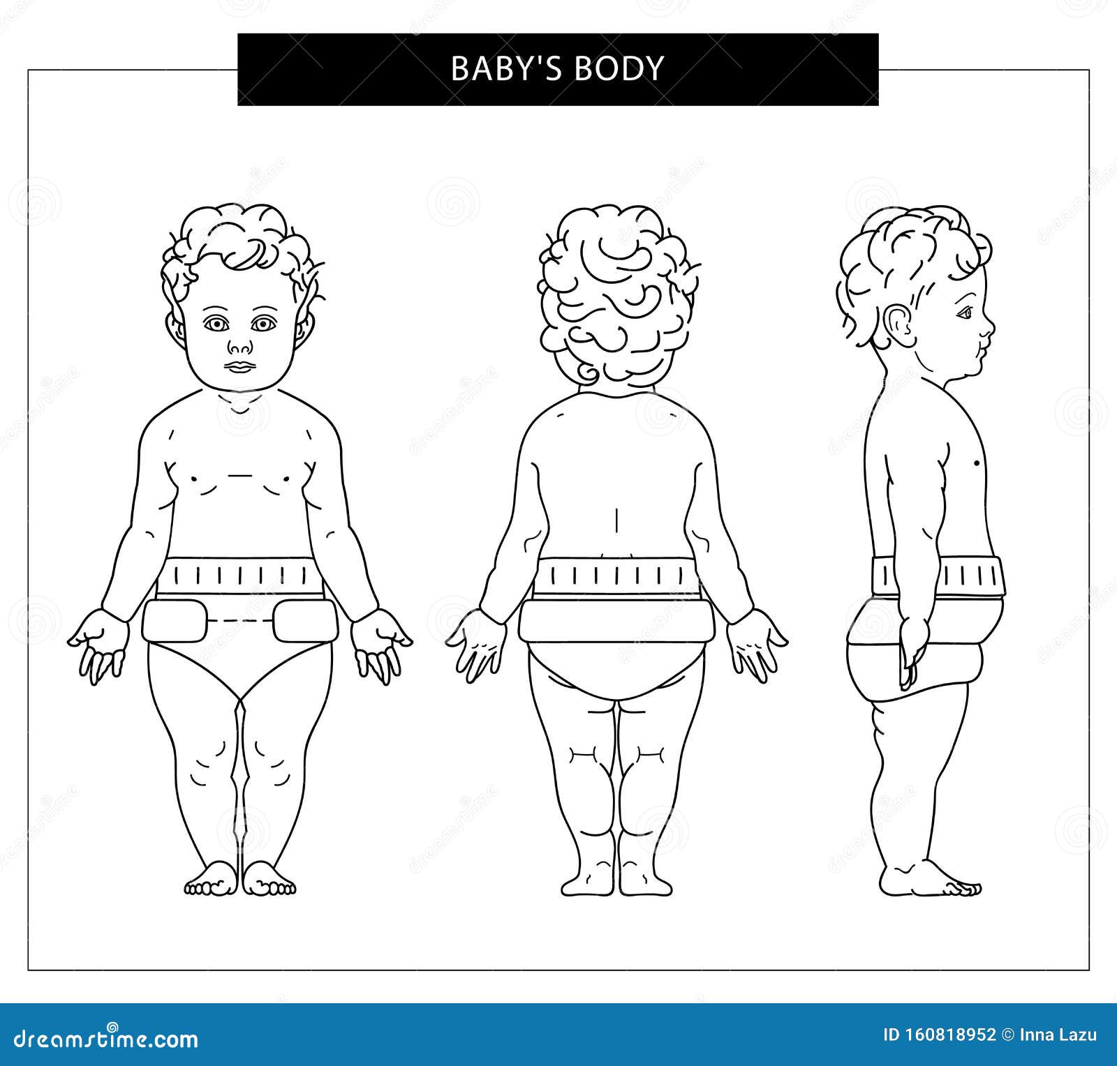 Baby from All Sides in Diapers Stock Vector - Illustration of beautiful ...
