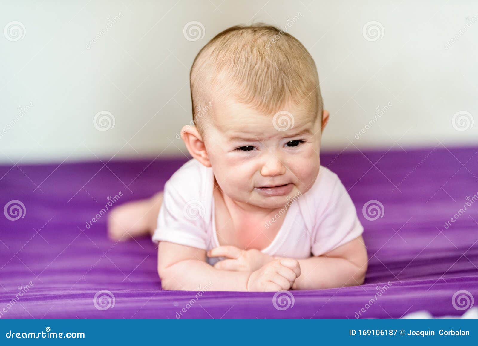 Baby Alone Angry and Crying in His Bed Stock Image - Image of innocent ...