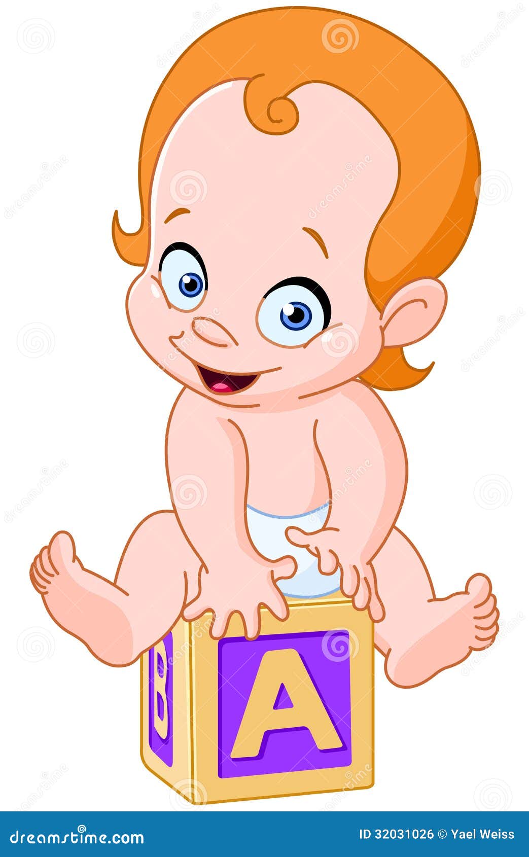 Baby On Alphabet Cube Vector Illustration | CartoonDealer.com #32031026