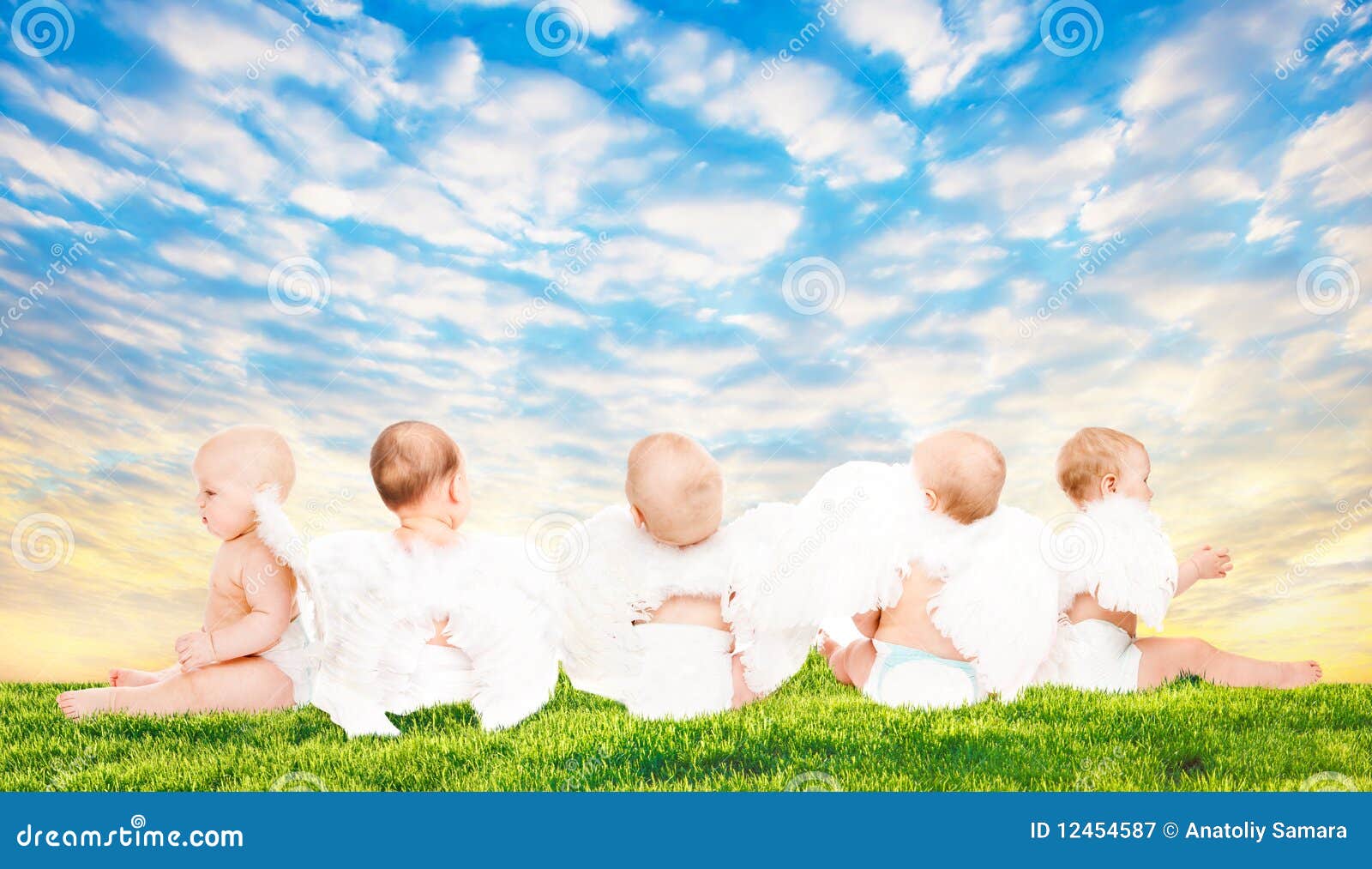 Baby angels stock image. Image of children, girl, grass - 12454587