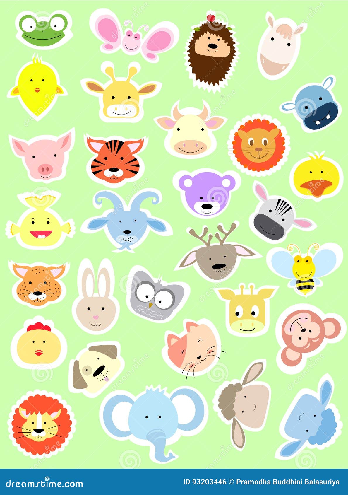Baby animal face frame stock vector. Illustration of craft - 93203446
