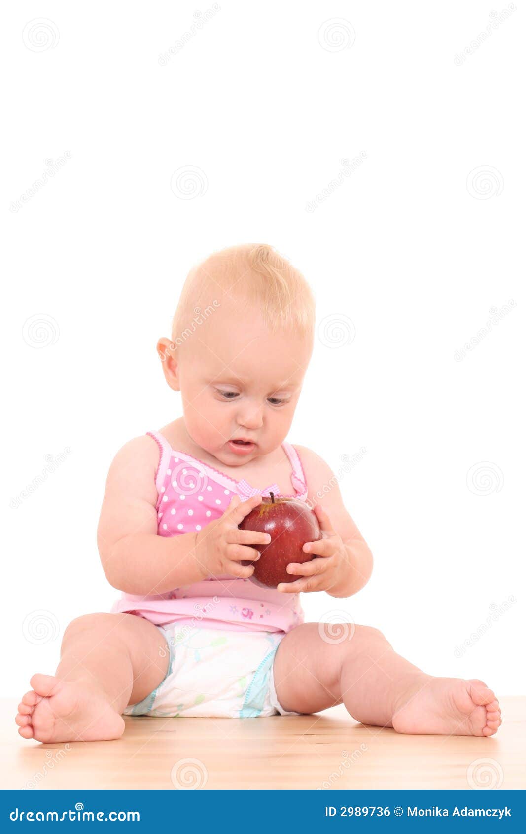 Baby and apple stock photo. Image of cheerful, portrait - 2989736