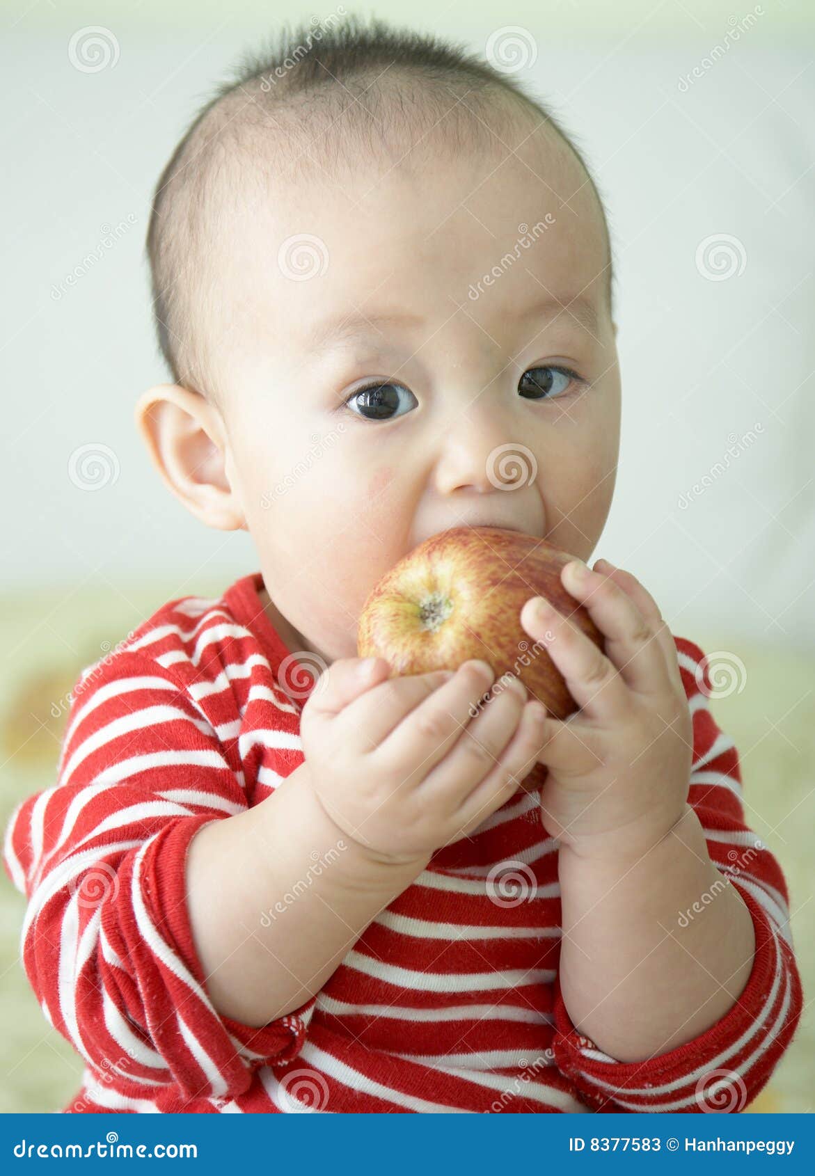 Baby and apple stock image. Image of face, hold, infant - 8377583