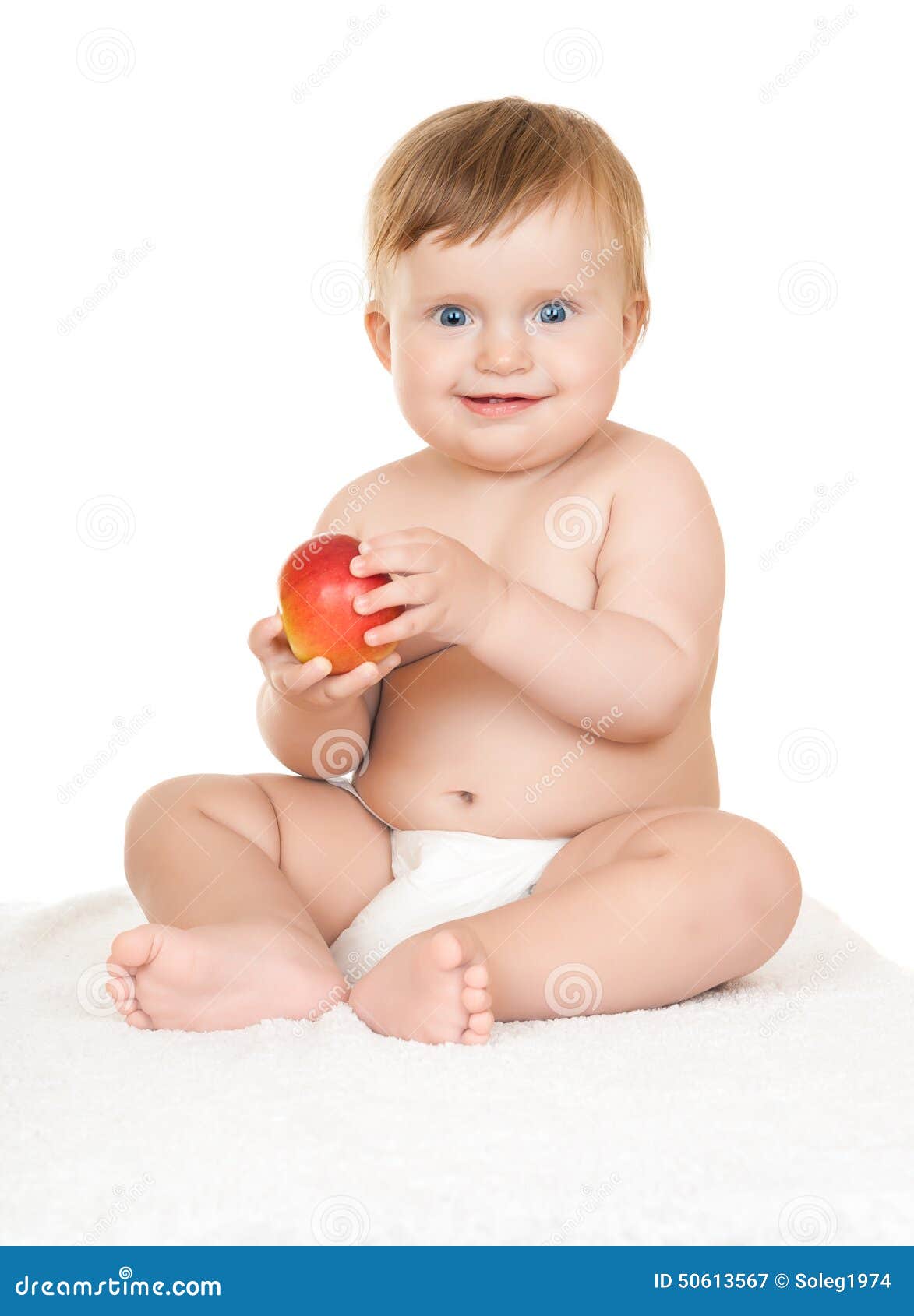Baby with apple stock image. Image of face, food, life - 50613567