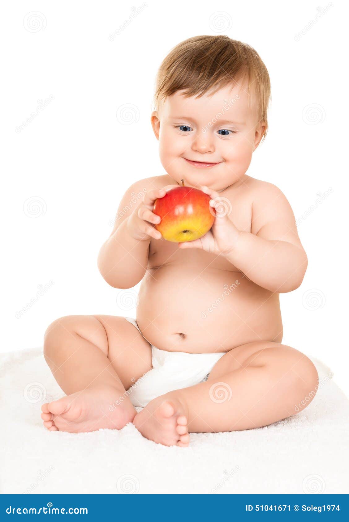 Baby with apple stock image. Image of human, apple, good - 51041671