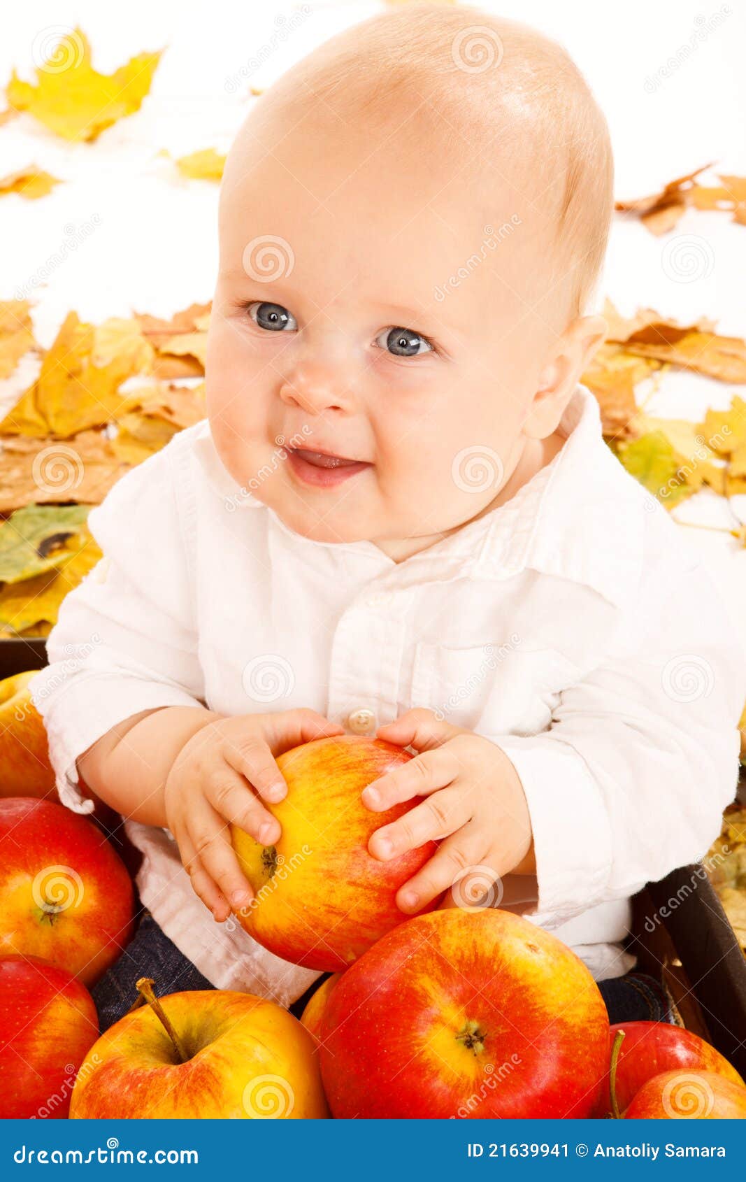 Baby with apples stock image. Image of happy, sweet, healthy - 21639941