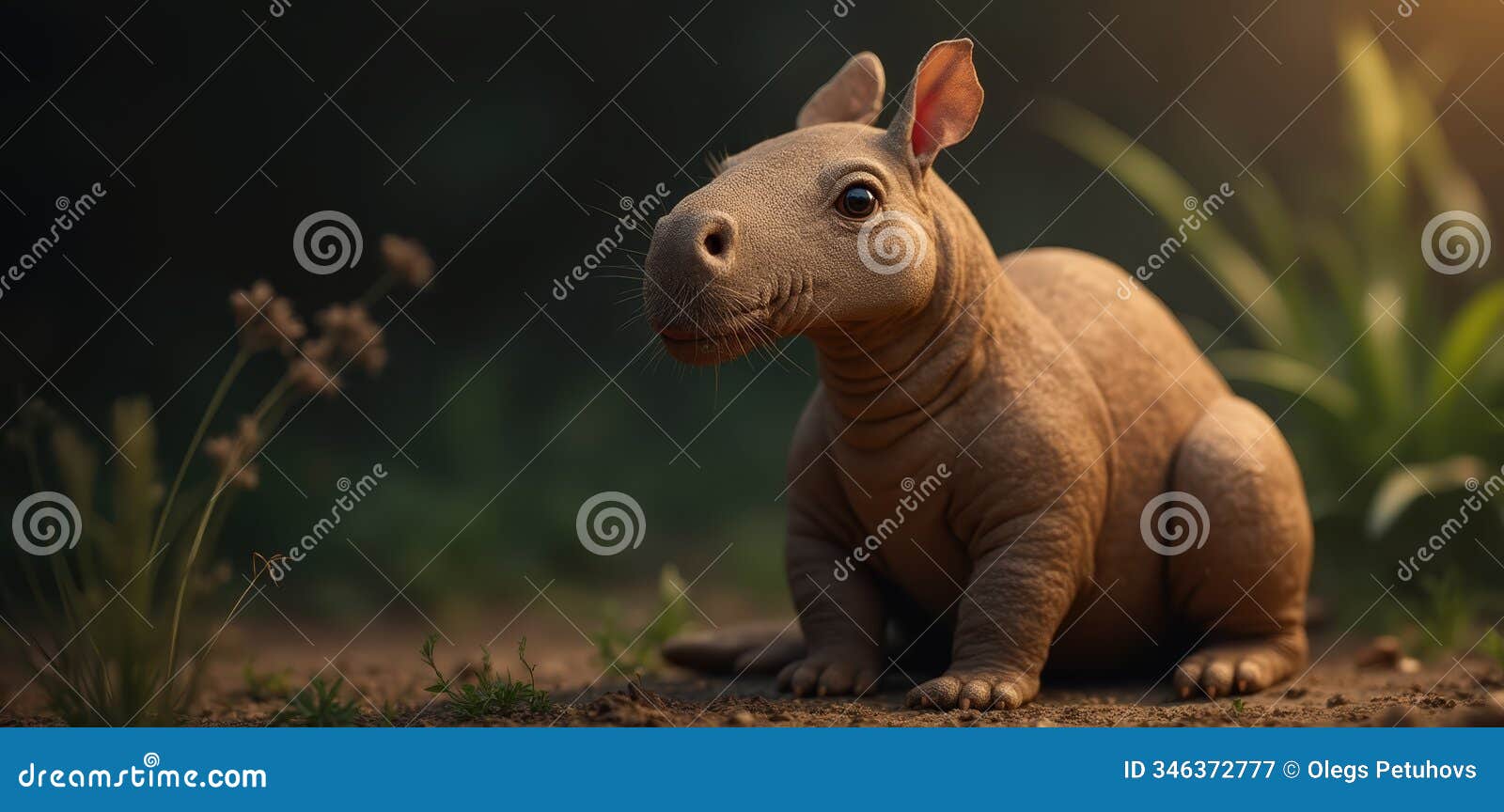 A Baby Armadillo Sitting on the Ground in the Dirt Stock Illustration ...