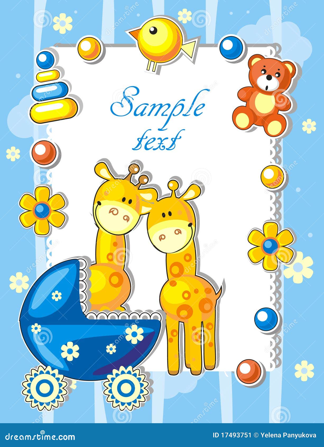 Baby Arrival Card. Chickens. Cartoon Vector | CartoonDealer.com #18240655