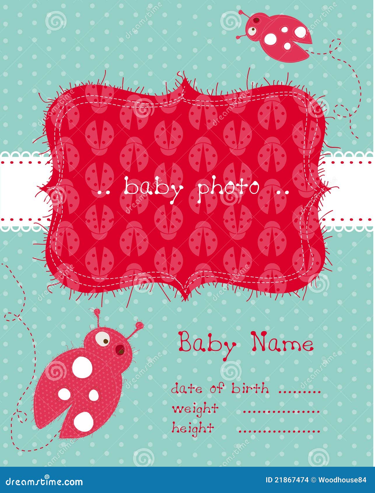 Baby Arrival Card with Photo Frame Stock Vector - Illustration of card ...