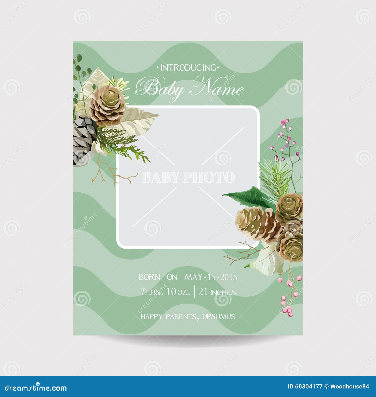 Baby Arrival Card With Photo Frame Stock Image | CartoonDealer.com ...