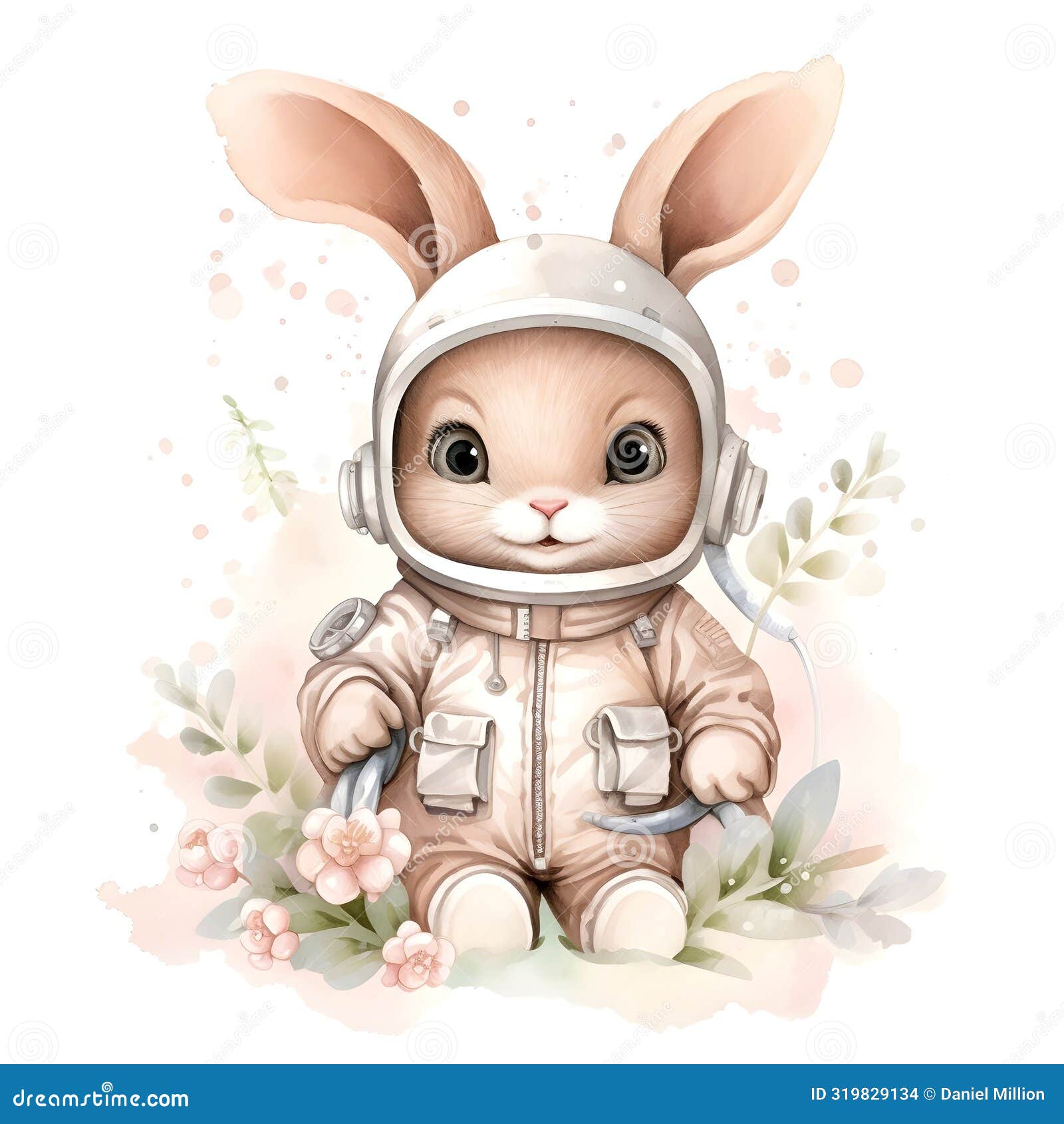 Baby Astronaut Cute Bunny Cute Bunny Watercolor Stock Illustration ...