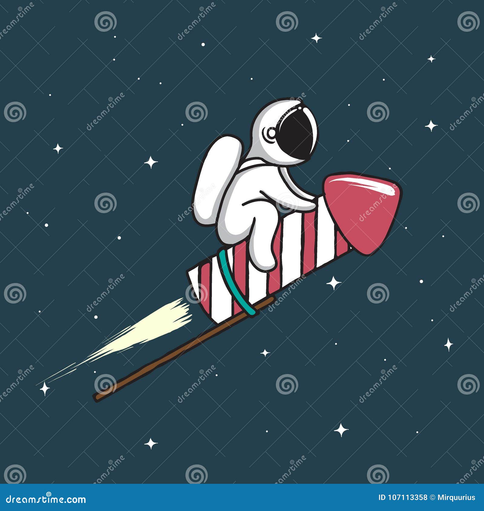 Baby Astronaut Flying on Firework Rocket Stock Vector - Illustration of ...