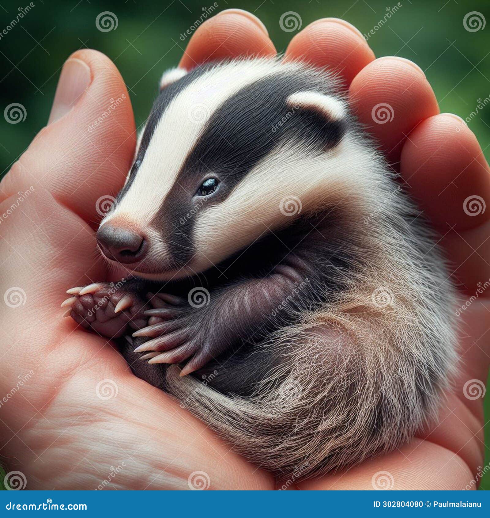 A Baby Badger Held in the Hand by People. Nature Protection Concept ...