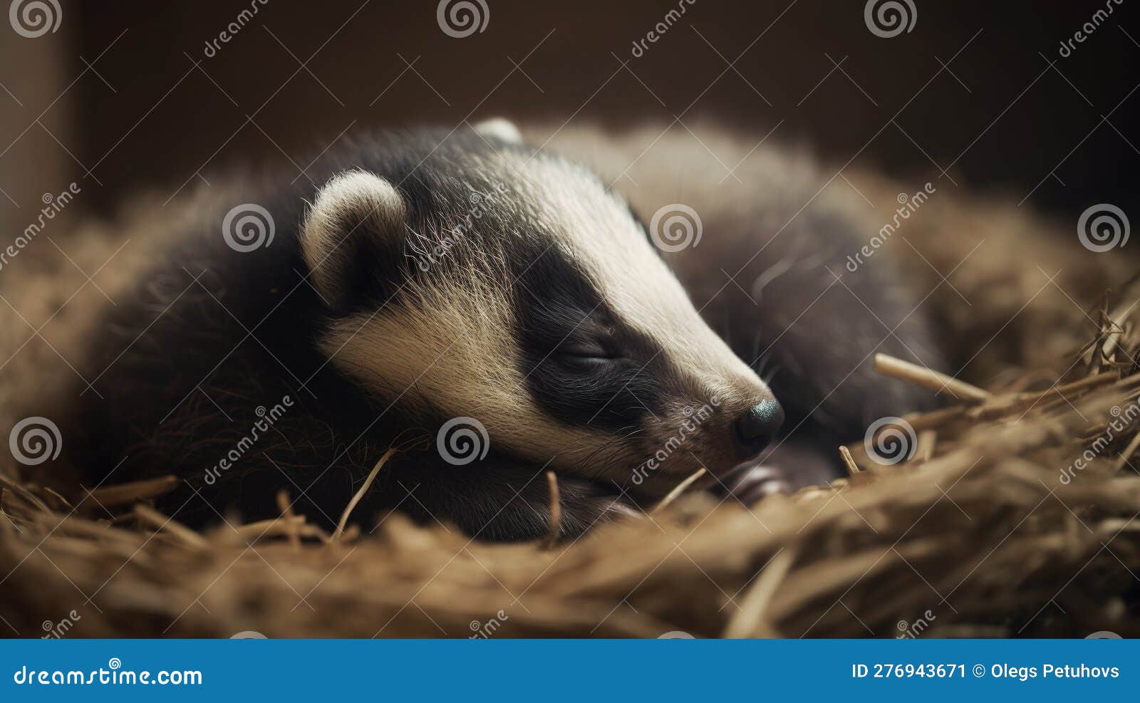 A Baby Badger is Sleeping in a Pile of Hay and Straw Stock Illustration ...