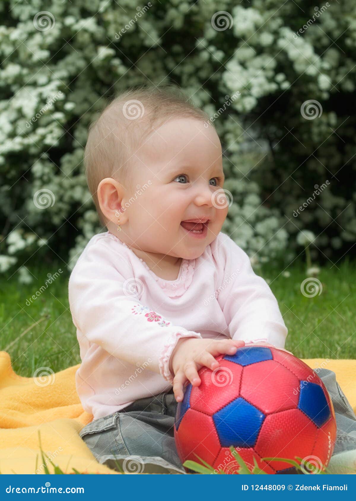 Baby and ball stock image. Image of infant, springtime - 12448009
