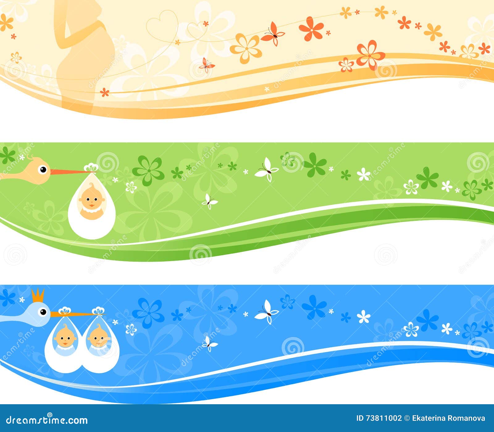 Baby Banner Set stock vector. Illustration of girl, greeting - 73811002