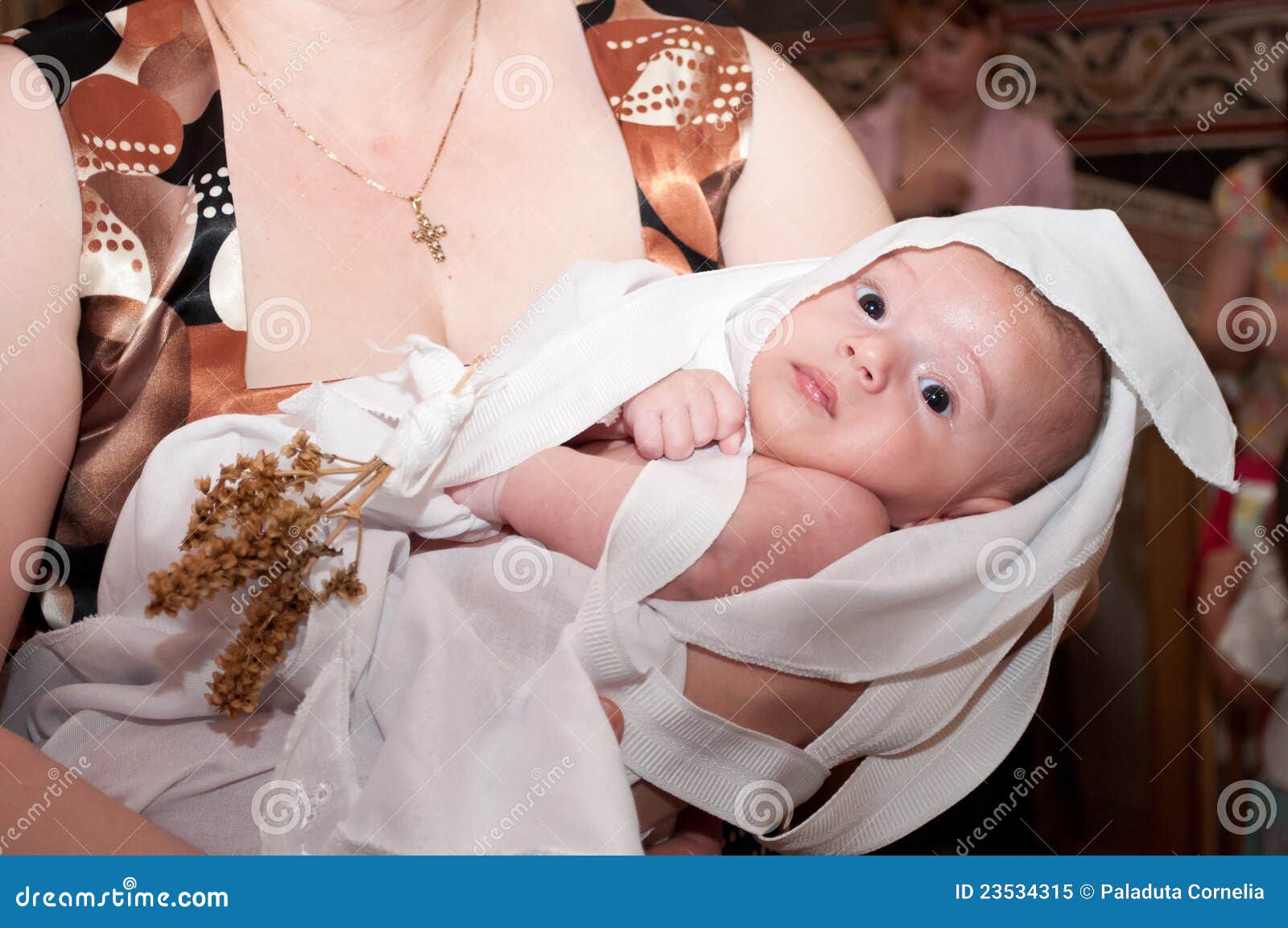 Baby Baptized in the Arms of His Godmother Editorial Image - Image of ...