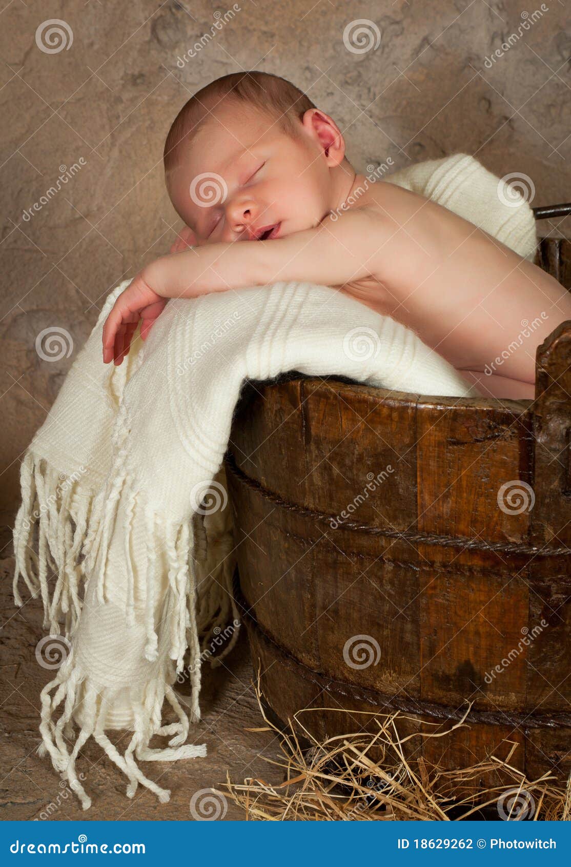 Baby in a barrel stock photo. Image of child, asleep - 18629262