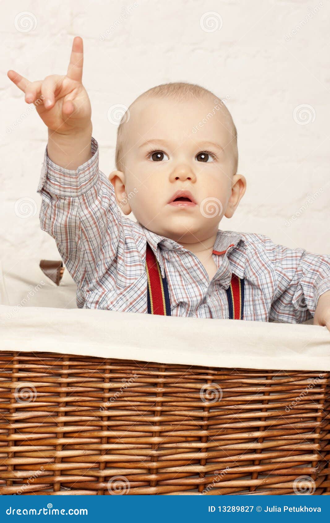 Baby in a basket stock image. Image of basket, face, infant - 13289827