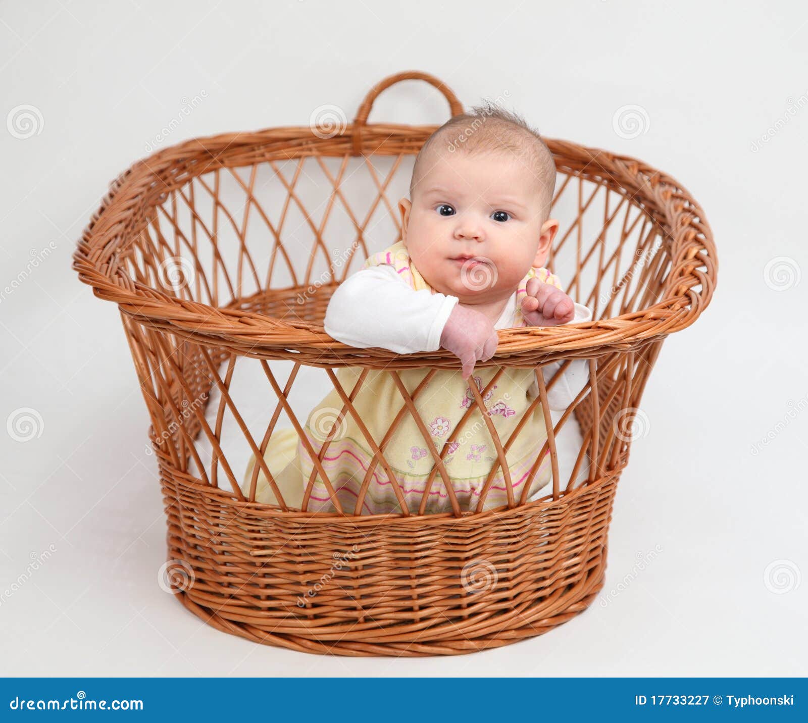 Baby in basket stock image. Image of face, smile, baby - 17733227