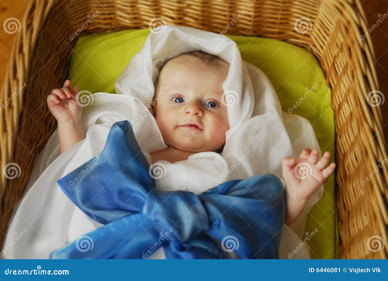 Baby in basket stock image. Image of topknot, portrait - 6446081